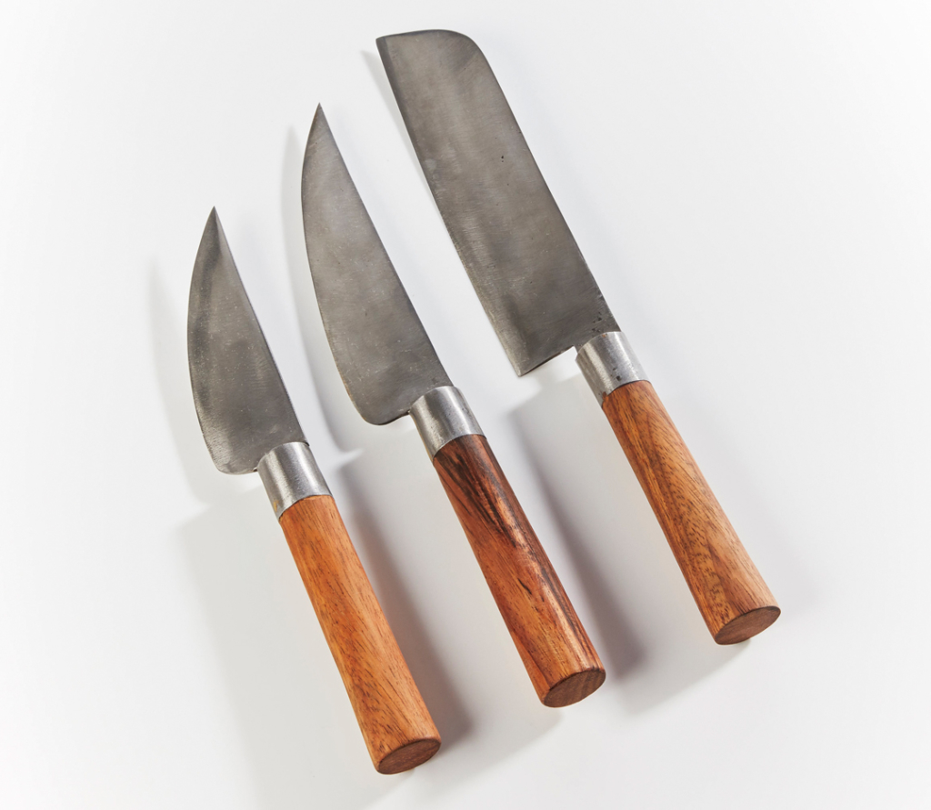 3er Set - Handgeschmiedete Kochmesser aus Carbonstahl